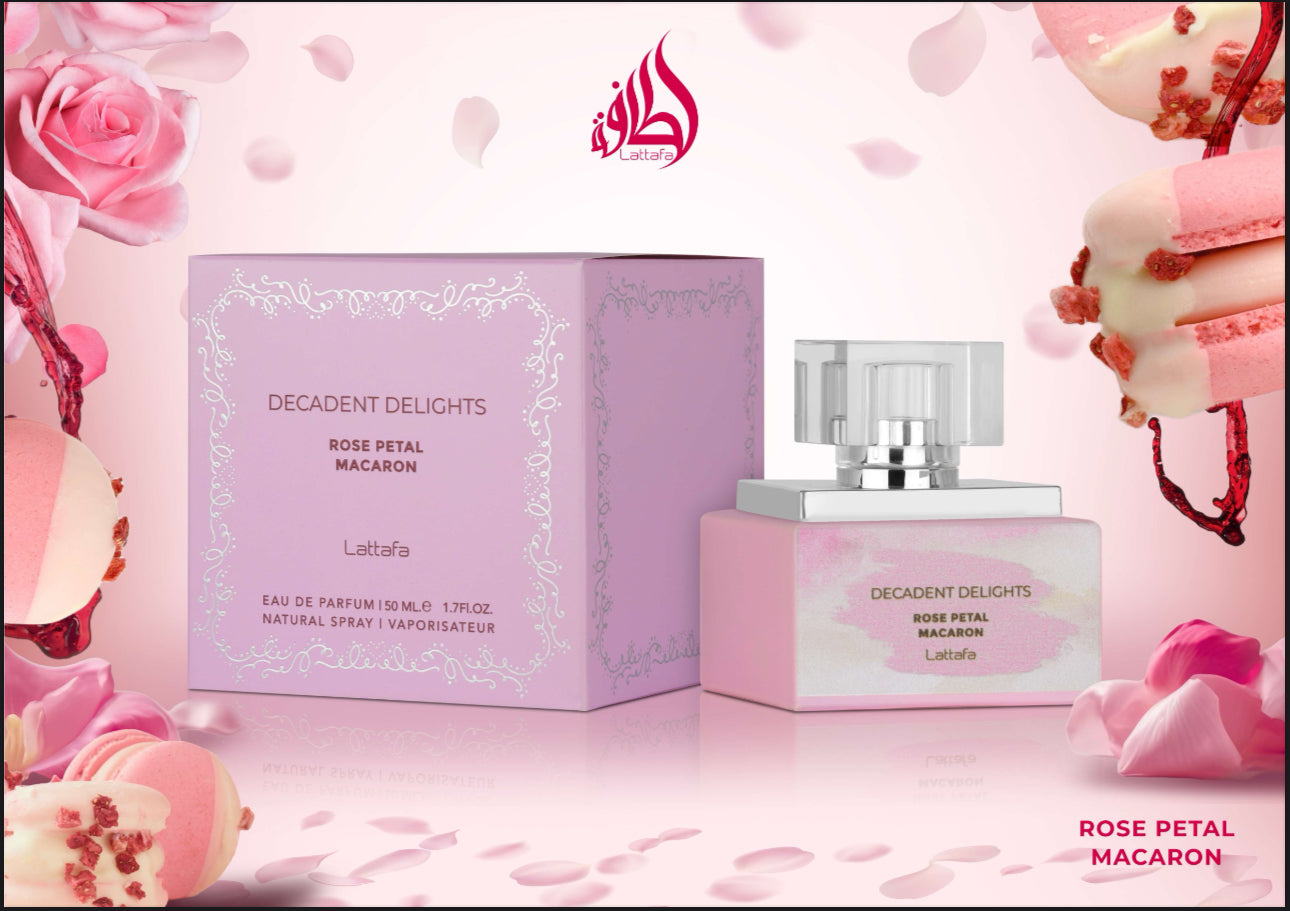 DECADENT DELIGHTS ROSE PETAL MACARON WOMEN EDP - 50ML 1.7OZ BY LATTAFA ...