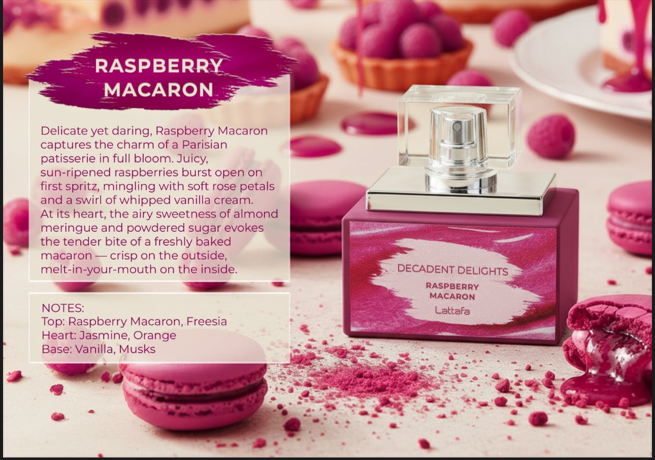 DECADENT DELIGHTS RASPBERRY MACARON WOMEN EDP - 50ML 1.7OZ BY LATTAFA ...