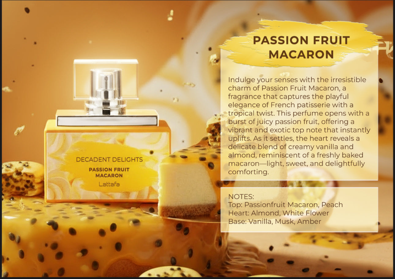 DECADENT DELIGHTS PASSION FRUIT MACARON WOMEN EDP - 50ML 1.7OZ BY LATT ...